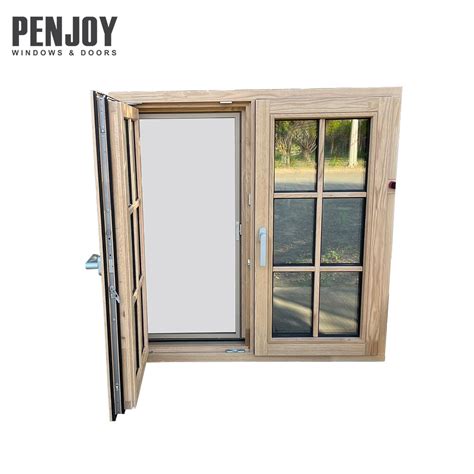 Penjoy Timber Window Triple Pane Safety Solid Wood Tilt And Turn Window