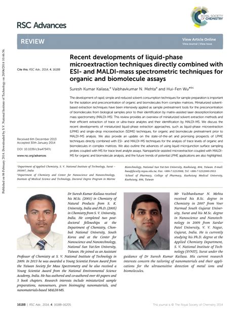 Pdf Recent Developments Of Liquid Phase Microextraction Techniques Directly Combined With Esi
