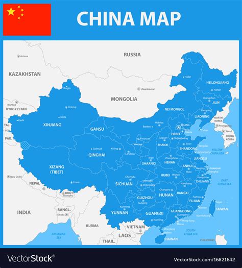 Detailed Map Of China With Regions Or States Vector Image