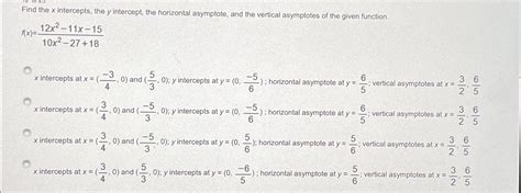 Solved Find The X Intercepts The Y Intercept The Chegg