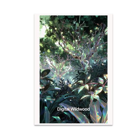 Digital Wildwood Surreal Forest Art Nature Tech Enthusiast 13x19