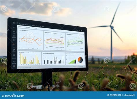 A Sophisticated Wind Turbine Data Analytics Dashboard Displaying Realtime Metrics And Graphs For