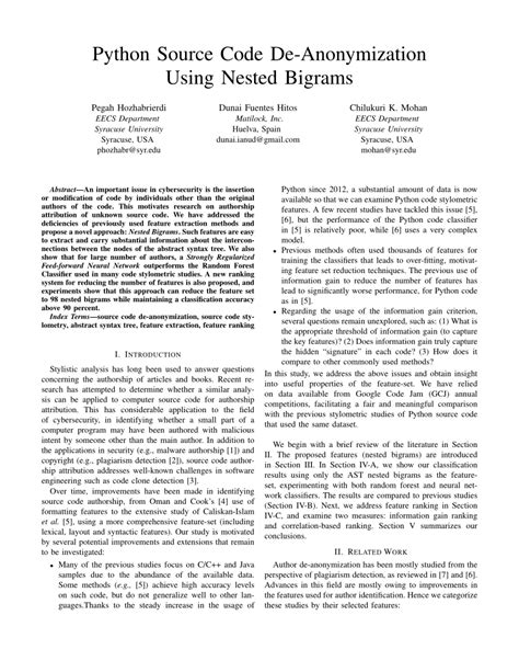 Pdf Python Source Code De Anonymization Using Nested Bigrams