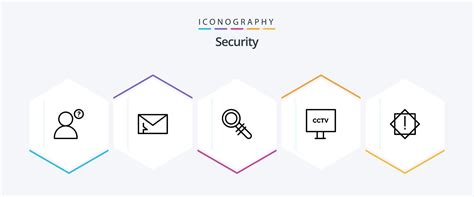 Security 25 Line Icon Pack Including Warning Alert Look Video Spy 19660454 Vector Art At