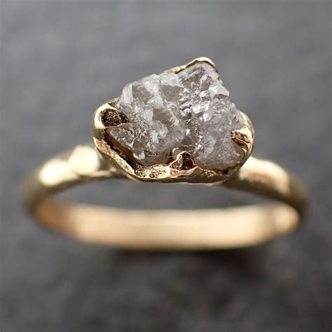 Raw Diamond Engagement Ring Rough Uncut Diamond Solitaire Recycled 14k