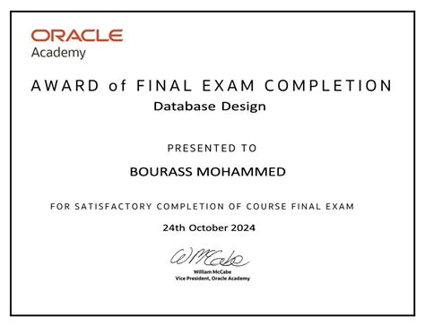 Mohammed Bourass On Linkedin Oracleacademy Databasedesign