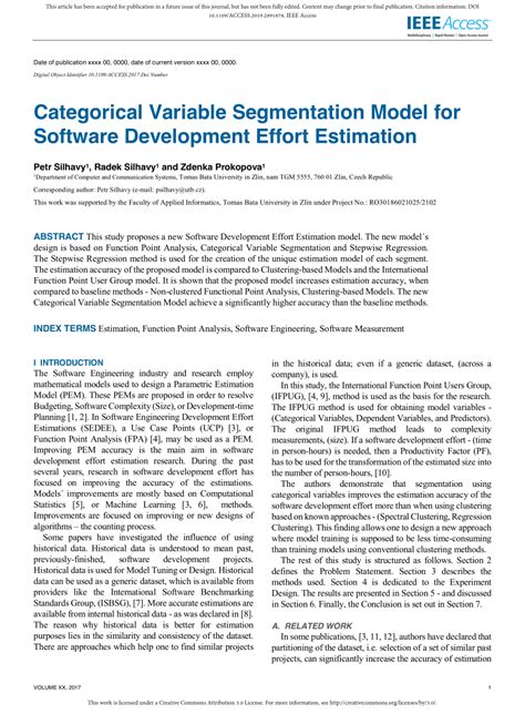 Pdf Categorical Variable Segmentation Model For Software Development