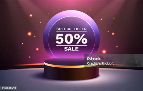 메가 세일 특별 제안 스테이지 포디움 퍼센트 어워드 장식 요소 배경에 대한 스테이지 포디움 씬 벡터 시상식에 대한 스톡 벡터