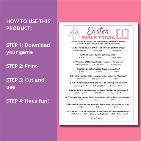 Easter Bible Trivia Game Printable Easter Trivia Easter Party Game