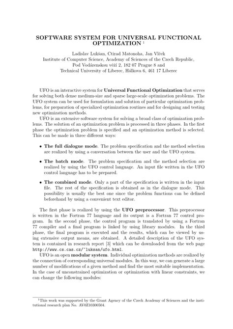 Pdf Software System For Universal Functional Optimization