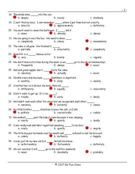 Adverbs Multiple Choice Exam By English And Spanish Language Ideas