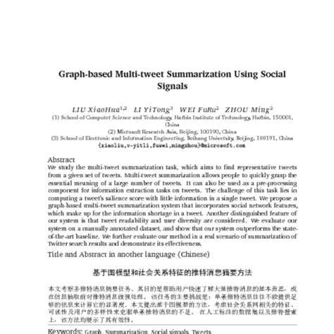 Graph Based Multi Tweet Summarization Using Social Signals Acl Anthology