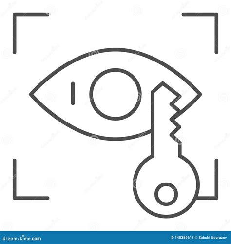 Retina Recognition Thin Line Icon Eye Identification And Key Vector Illustration Isolated On