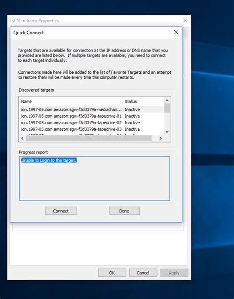 Iscsi Aws Storage Gateway Unable To Login To The Target Cloud Computing And Saas Spiceworks