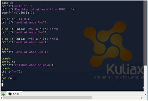 membuat program menu dengan bahasa c menggunakan kuliax 6 0