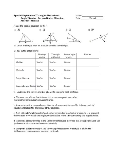 Points Of Concurrency Worksheet Pro Worksheet
