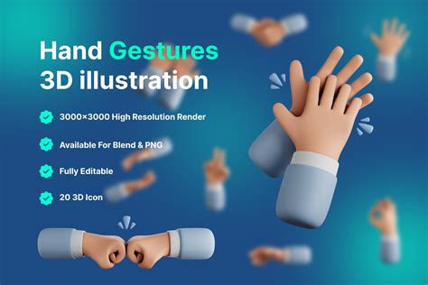 premium hand gestures 3d illustration pack from 3d illustrations