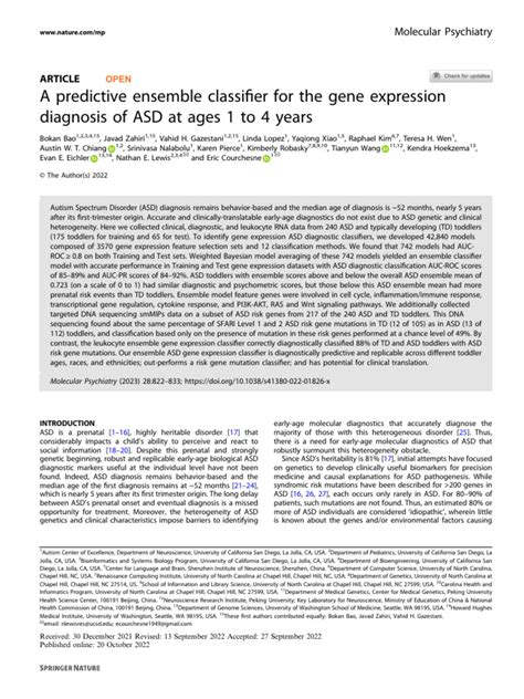 2022 molecular psychiatry a predictive ensemble classifier for the