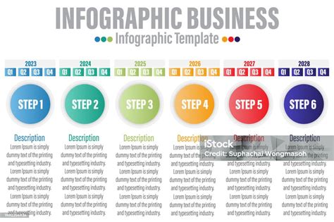 6개의 옵션 또는 6개의 6단계를 갖춘 벡터 인포그래픽 디자인 프로세스 다이어그램 순서도 정보 그래프 비즈니스 개념에 대한 인포그래픽 프레젠테이션 0명에 대한 스톡 벡터