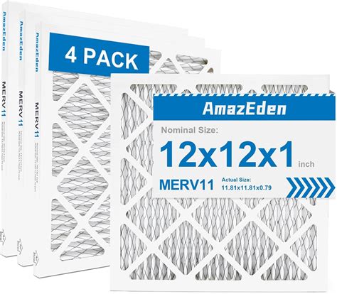 12x12x1 Air Filter Pleated Ac Furnace Filters 4 Pack Merv 11 Mpr 1000
