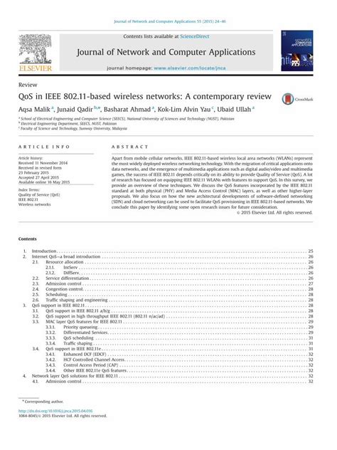 Pdf Qos In Ieee 80211 Based Wireless Networks A Contemporary Review Dokumentips