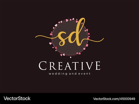 Initial Sd Feminine Logo Usable Royalty Free Vector Image