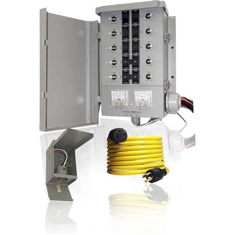 Connecticut Electric 30 Amp 10 Circuit G2 Manual Transfer Switch Kit with 30 Amp Inlet and 50 ft ...