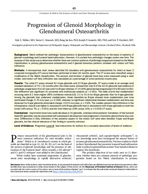 Pdf Progression Of Glenoid Morphology In Glenohumeral Osteoarthritis