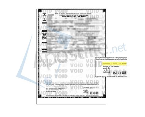 Nevada Birth Certificate Templates