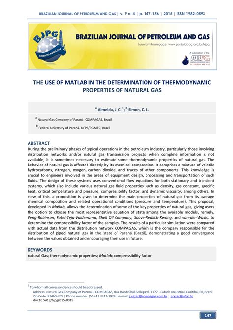 Pdf The Use Of Matlab In The Determination Of Thermodynamic