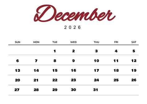 Printable December 2026 Calendar Printablelib