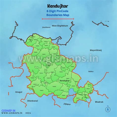 Kendujhar Pincode Boundaries Map Odisha