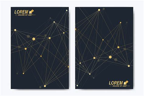 현대 벡터 템플릿 안내 책자 전단지 전단지 광고 표지 카탈로그 잡지 또는 연례 보고서 A4 크기입니다 비즈니스 과학 의학 디자인입니다 골든 자동 제어 점입니다 라인 총입니다