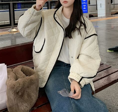 빠른출발 라인 포인트 아가일 누빔 깔깔이 도트 캐주얼 가을 겨울 집업 1886 에이블리