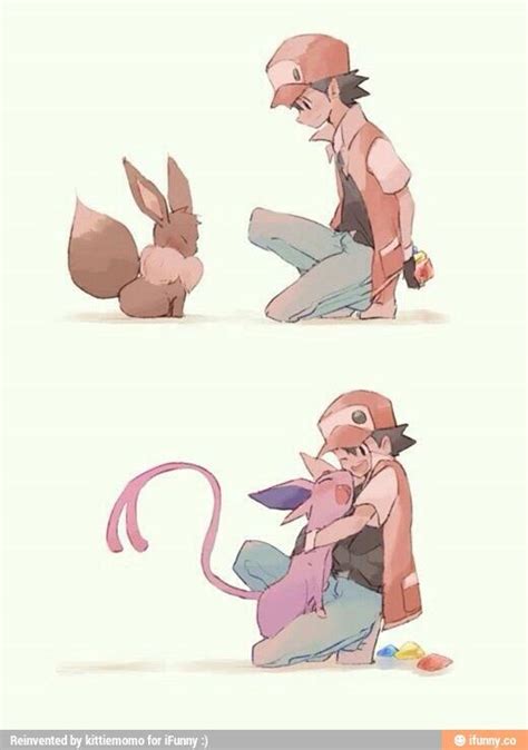 Ash Ketchum Eevee Espeon Evolution Stone Cute Pokemon Pokemon Red
