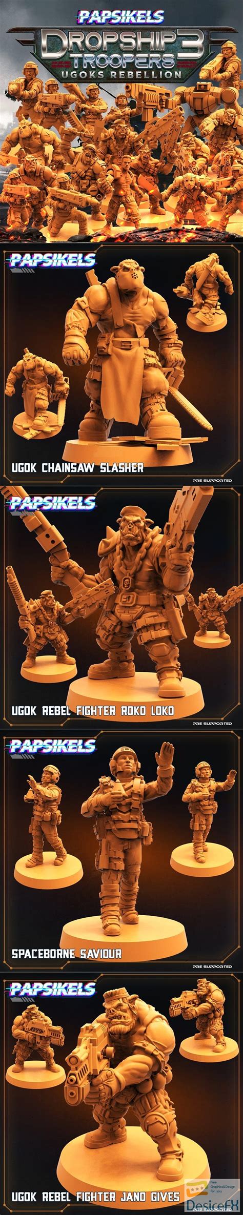 Download Papsikels Miniatures Dropship Troopers 3 Ugoks Rebellion 3d