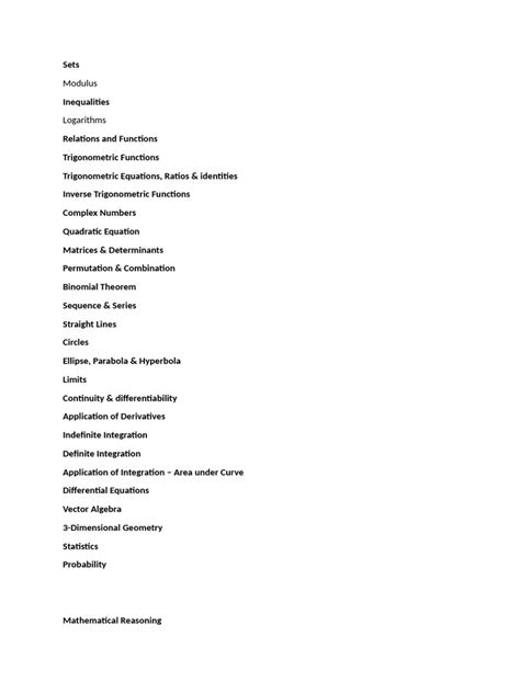 Math Syllabus Pdf