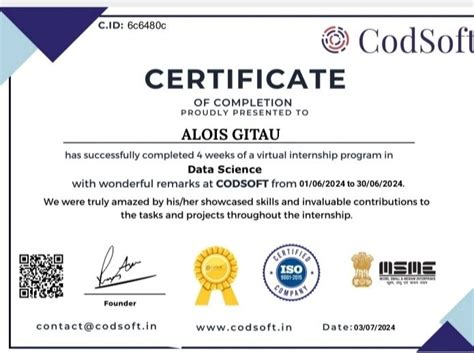 Alois Gitau On Linkedin Datascience Ml Codsoft