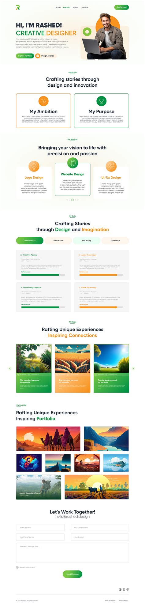 Portfolio Landing Page Ui Design Ux Behance