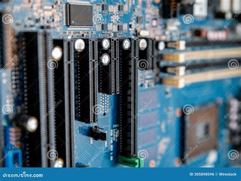 Computer Blue Motherboard Without Components Stock Photo Image Of Board Empty 305898596