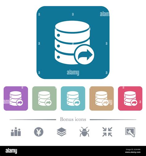 database transaction commit white flat icons on color rounded square