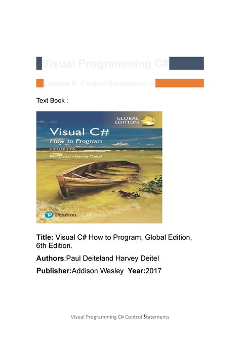 Introduction To Visual Programming And Visual Studio Lecture Visual Programming C Lecture