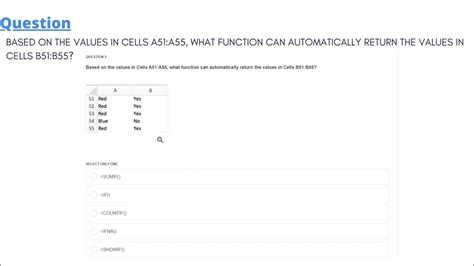 Based On The Values In Cells A51a55 What Function Can Automatically