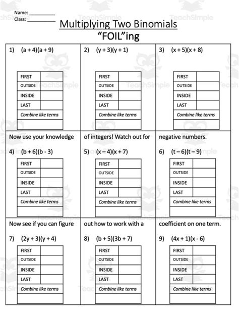 exploring the multiplication of two binomials through a visual table