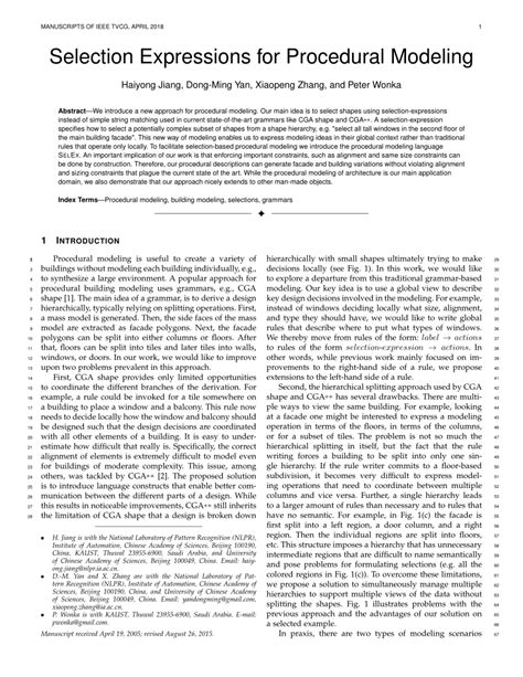 Pdf Selection Expressions For Procedural Modeling