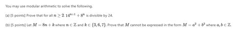You May Use Modular Arithmetic To Solve The
