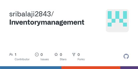 GitHub Sribalaji Inventorymanagement