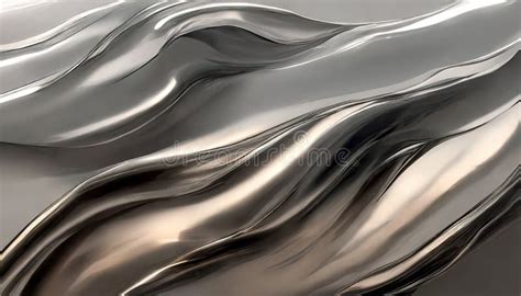 A Close Up Of Abstract Metallic Waves Flowing Seamlessly Creating A
