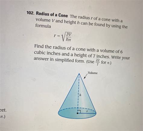 Solved Radius Of A Cone The Radius R Of A Cone With A Chegg Com