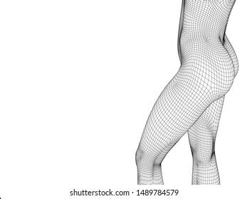 Polygonal Wireframe Girl Side View Nude vector de stock libre de regalías
